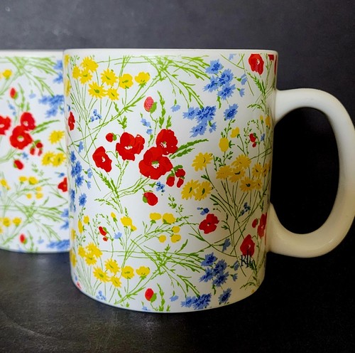 2 Ralph Lauren Coffee Mugs 16oz Large Wildflowers Cottage Core Boho ...