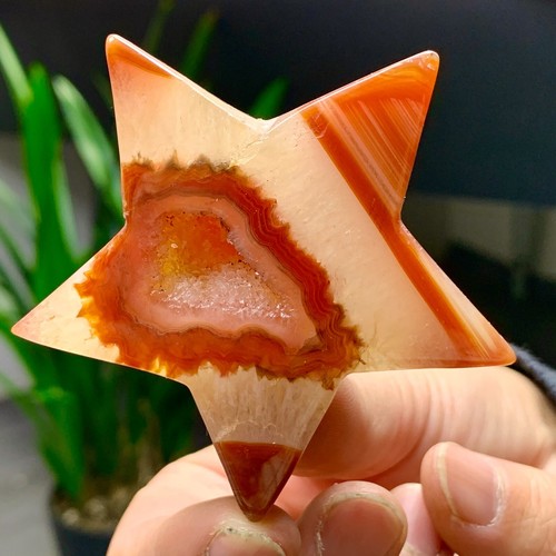 67g Natural striped agate crystal five-pointed star shaped quartz ...