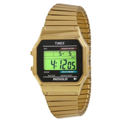 Timex T78677, Men's Digital Goldtone Expansion Watch, Alarm, Indiglo ...