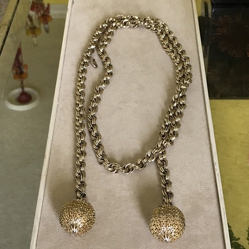 Vintage Gold Tone Lariat Tassel Mesh Necklace/ Belt 40” | eBay