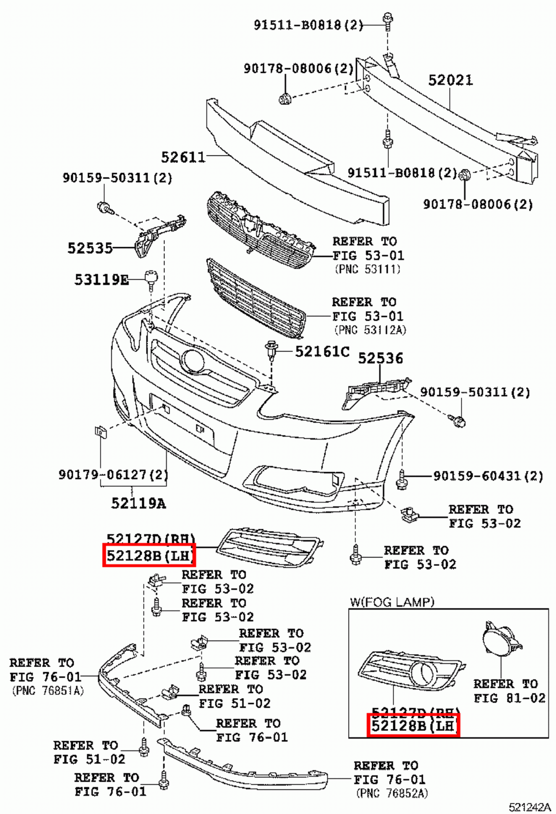 Genuine Toyota Runx ZZE122 NZE124 NZE121 LH Left Side Front Bumper Hole ...