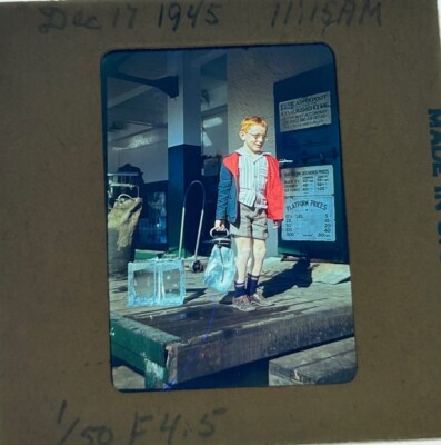1945 KID CARRYING ICE BRICK in Florida 35mm Film Slide - FREE US ...