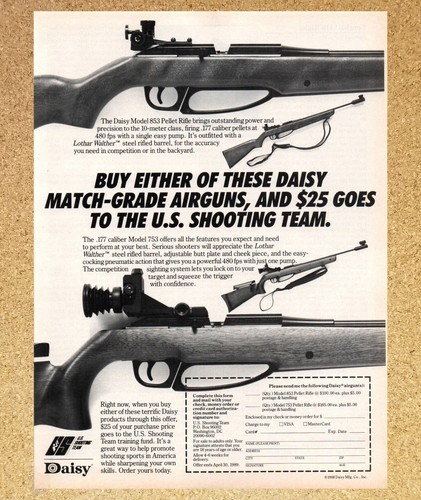 Daisy 853 753 Air Pellet Rifle Gun Lothar Walther Magazine Print Ads ...