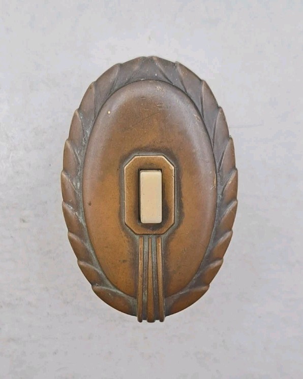 Antique Push Button Doorbell Old Vintage Brass Plate Door Hardware | eBay