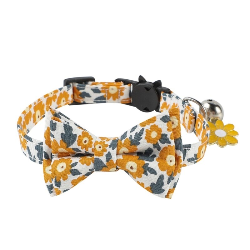 Outdoor Flower Printed Collar Bowknot Decors Adjustable Collars for | eBay