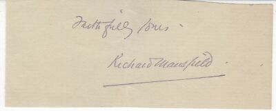Richard Mansfield (1857-1907) - Autograph(2 Pcs)Theater -Shakespearean ...