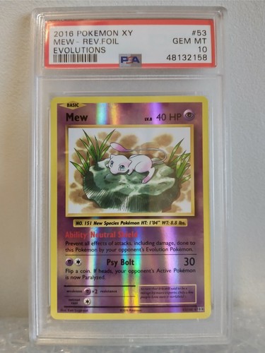 2016 Pokemon XY Evolutions Mew Reverse Holo Card #53 PSA 10 GEM MINT ...