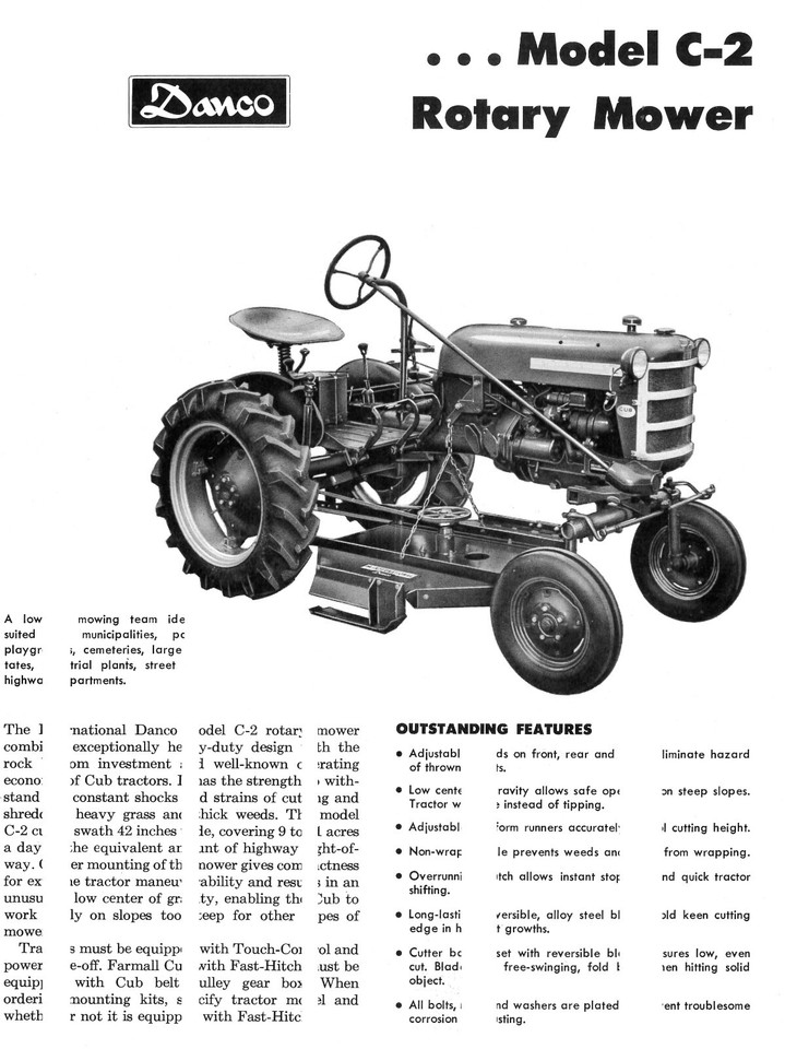 IH International Danco Model C-2 Rotary Mower Brochure Farmal Cub Lo ...