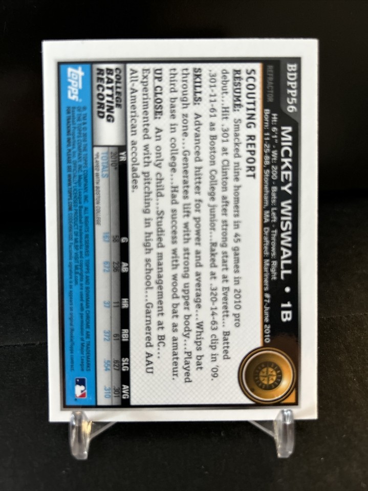 2010 Bowman Chrome Draft Prospects Purple Refractors #BDPP56 Mickey ...