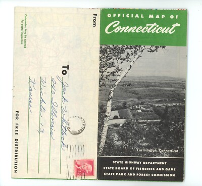 Vintage 1955 Connecticut Official Road Map – State Highway Dept ...