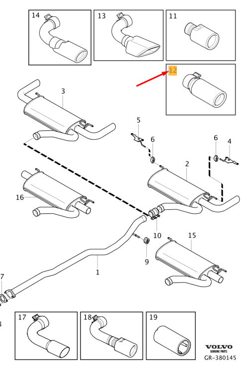 VOLVO V60 MK1 Exhaust System End Pipe 31373942 NEW GENUINE | eBay