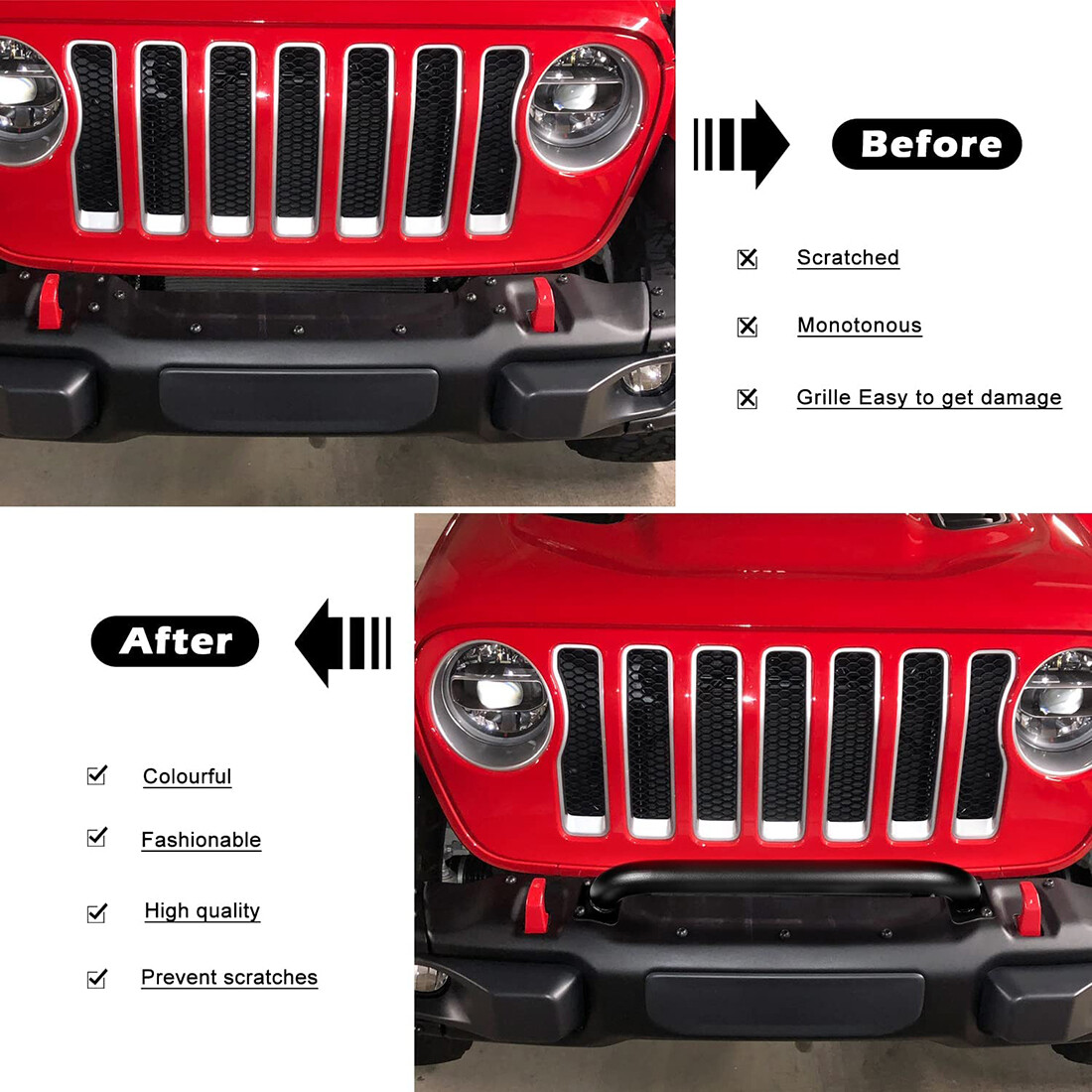 For 82215351 Jeep Wrangler Gladiator JL JT 2018-2024 Grille Winch Brush ...