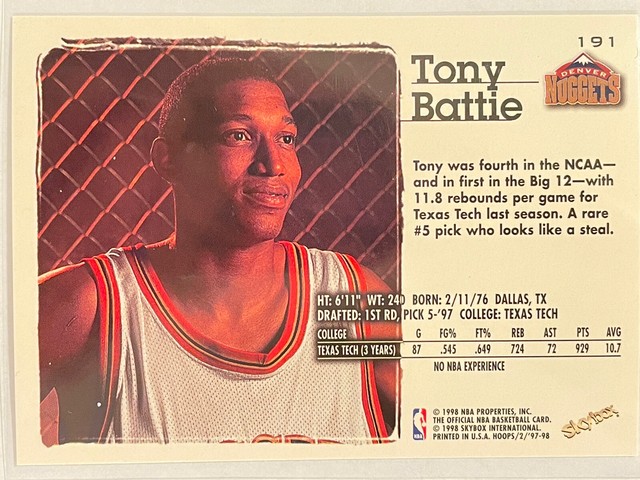 1997-98 NBA Hoops - #191 Tony Battie (RC) for sale online | eBay