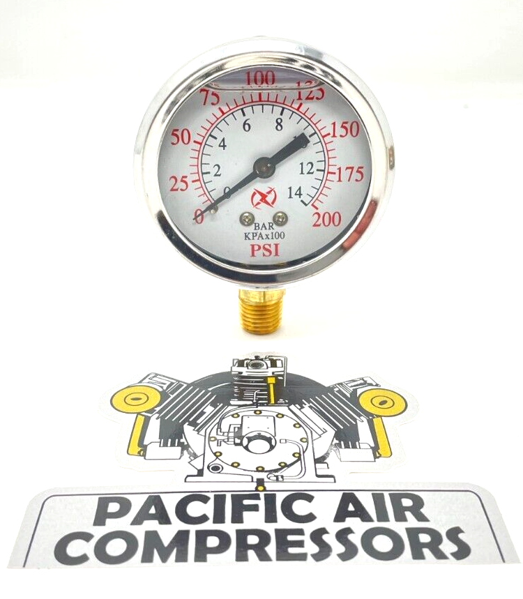 032-0025 0-200 PSI LIQUID FILLED 2-1/2" DIAL LOWERMOUNT 1/4'' PRESSURE ...