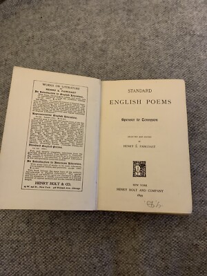 STANDARD ENGLISH POEMS Spenser to Tennyson1899 hardcover by Henry ...
