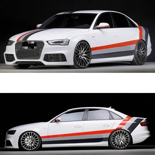 Tricolor Racing Stripe Sticker Kit For Audi A6 Graphics Vinyl Fender ...