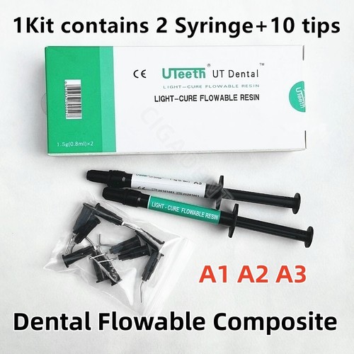 Dental Flowable Composite Flow Resin 2 Syringes Kit Light Cure A1 A2 A3 ...