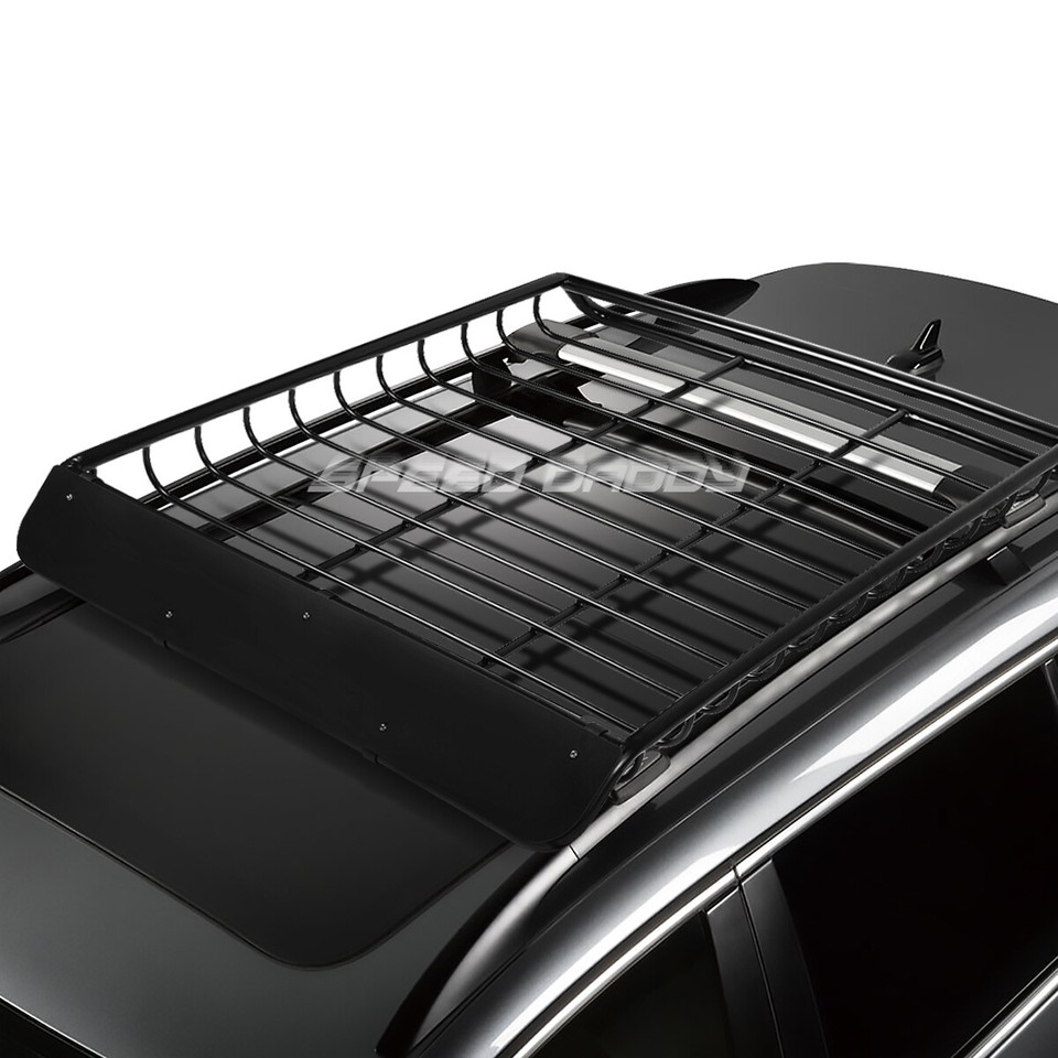 53"X 43"MILD STEEL ROOF RACK TOP CARGO LUGGAGE CARRIER BASKET+WIND ...