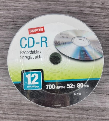 Staples CD-R Recordable Discs 700MB 80min 52x Media Pack of 12 | eBay