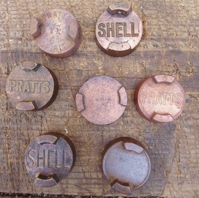 Vintage GALLON CAN Petrol / Oil Can Caps PRATT'S XX Spirit, SHELL ...