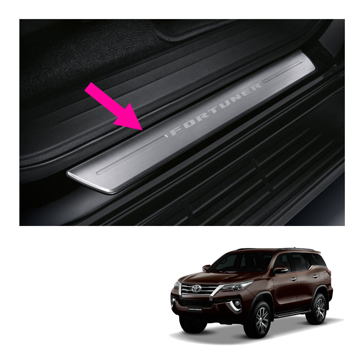 Door Sill Scuff Plate Trim Genuine Silver For Toyota Fortuner Suv 2015 ...