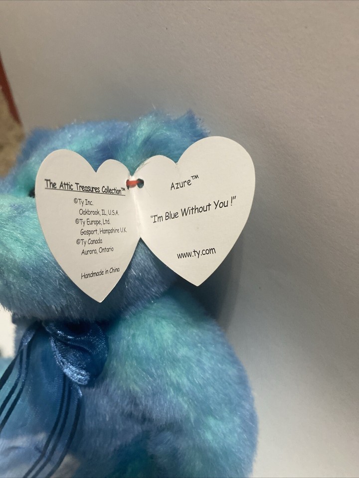 Beanie Baby AZURE the Blue Bear Vintage TY The Attic Treasures ...