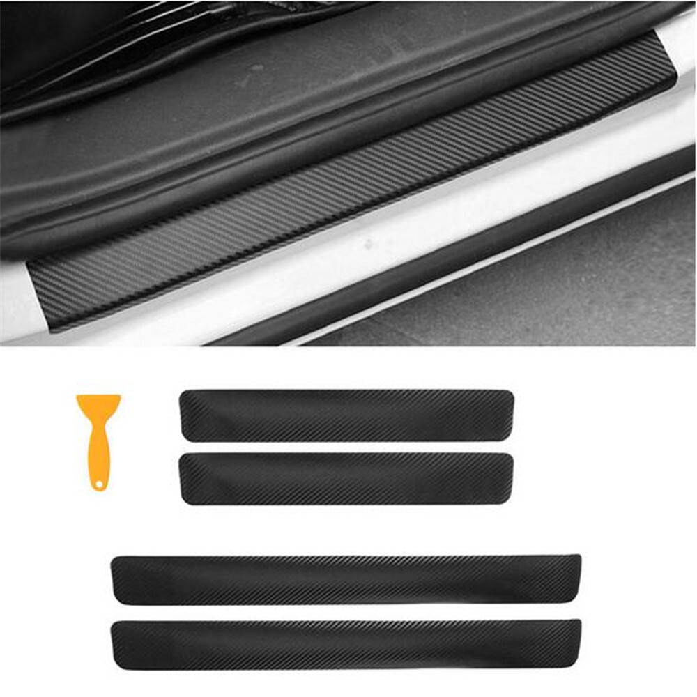 4x Accessories Carbon Fiber Stickes Car Scuff Plate Door Sill Sticker ...