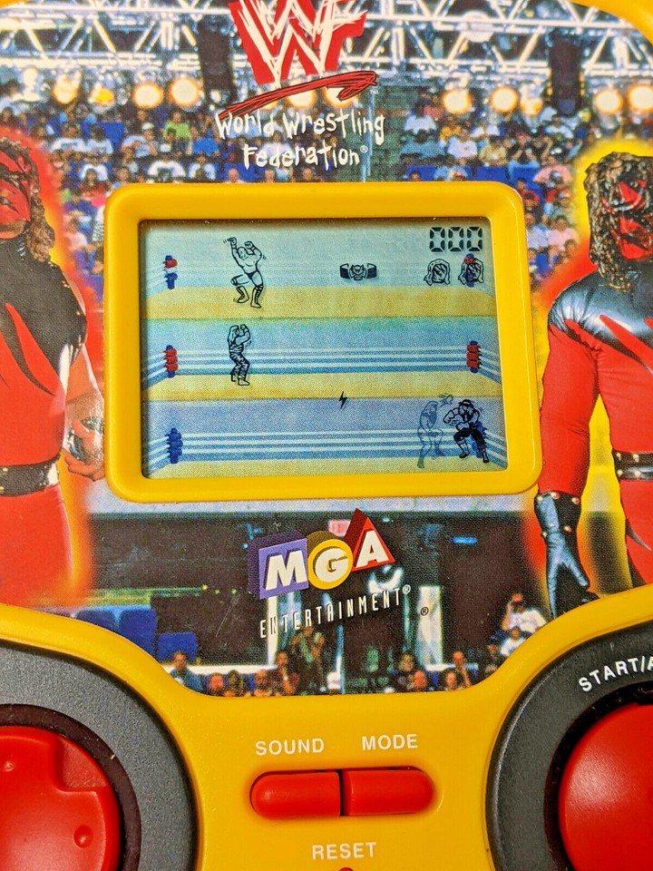 WWF LCD Handheld Game Kane Yellow Red 1997 WWE [Tested Working] RARE ...