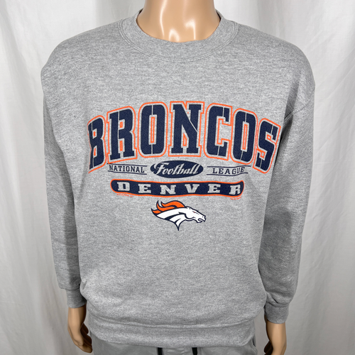 Vintage 90s Lee Sports Men's Medium Gray Denver Broncos NFL Crew Neck ...