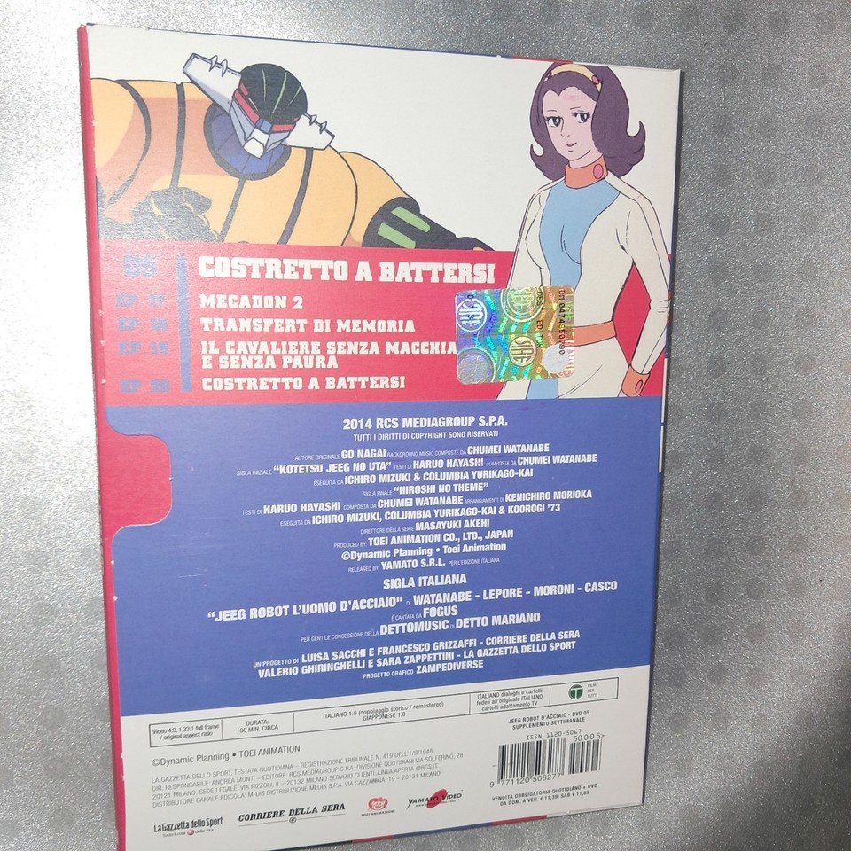 DVD N°5 JEEG ROBOT D'ACCIAIO COSTRETTO A BATTERSI GAZZETTA DELLO SPORT ...