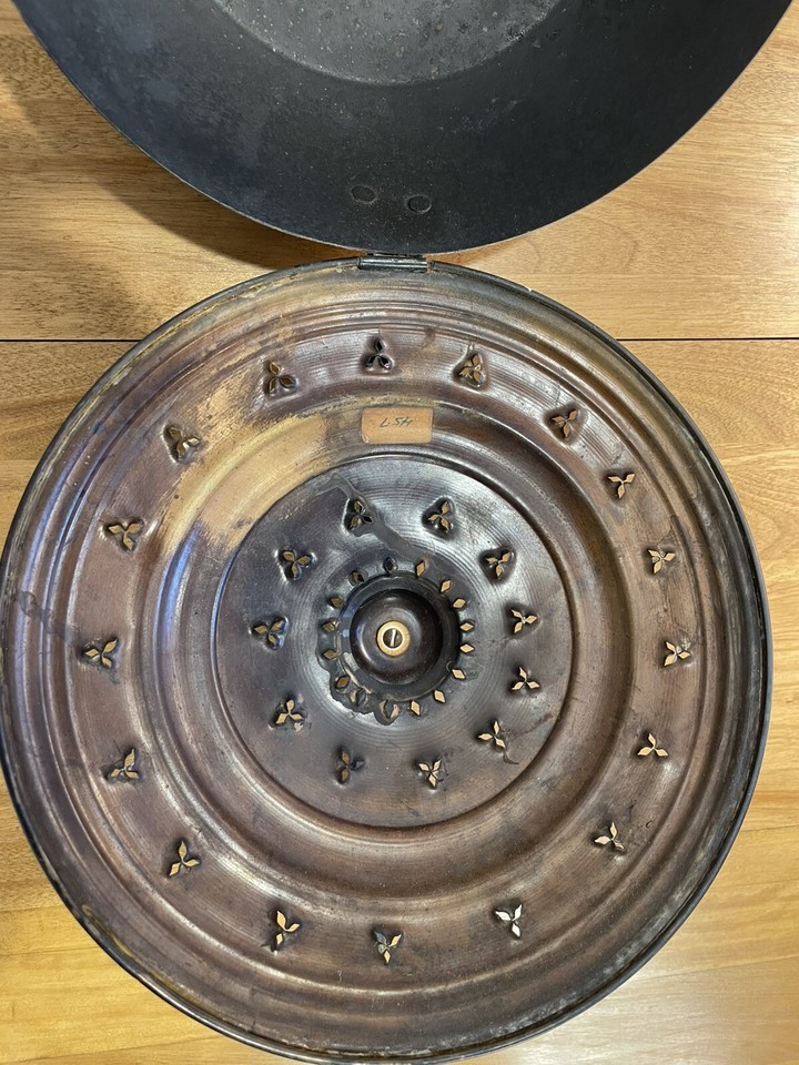 Vintage Antique Colonial Revival Copper & Brass Bed Warmer Pan Cast ...