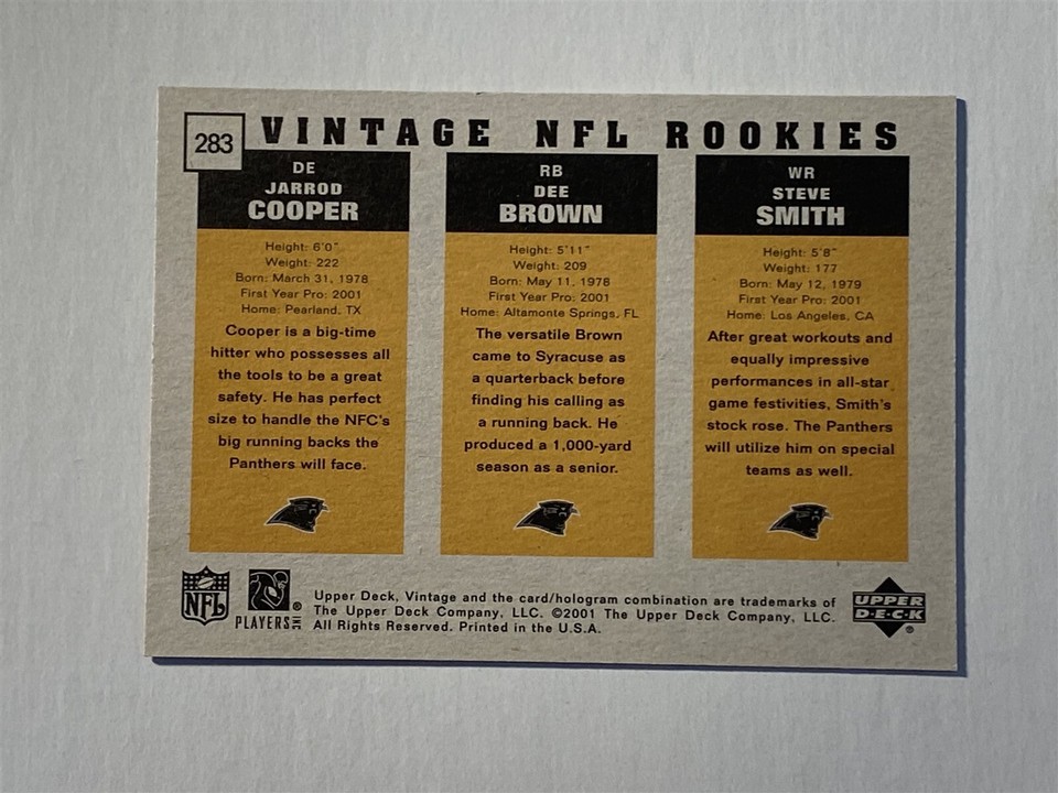 STEVE SMITH w/ D. Brown J. Cooper panthers 2001 Upper Deck Vintage #283 ...