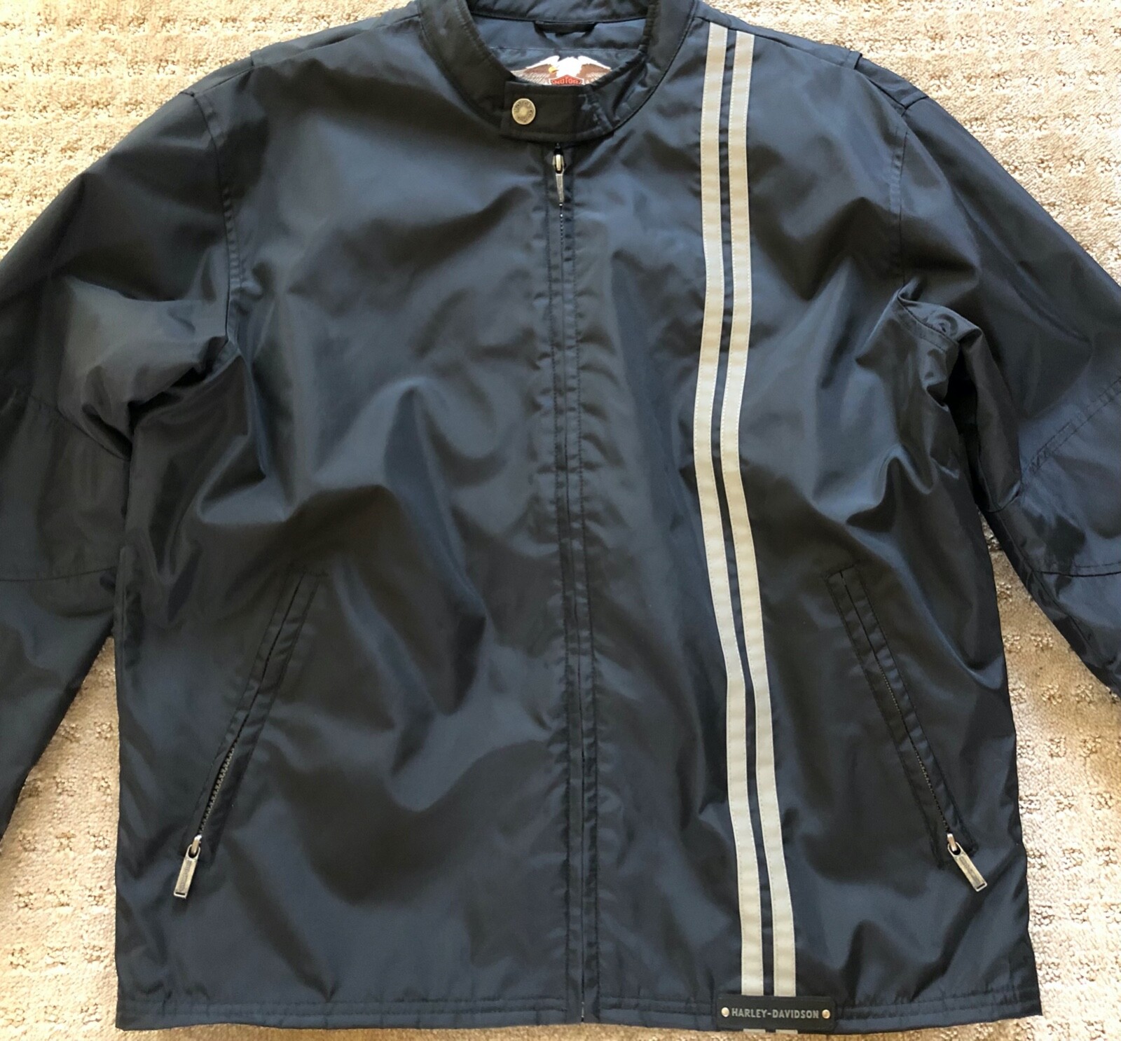 Harley-Davidson Nylon JACKET Grey Racing Stripes Wate… - Gem