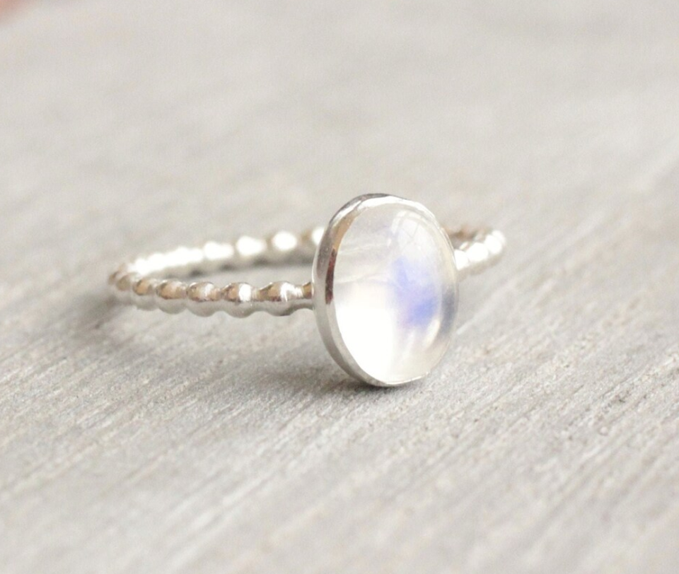 Sterling Silver Moonstone Ring, June Birthstone Ring, Moonstone ...