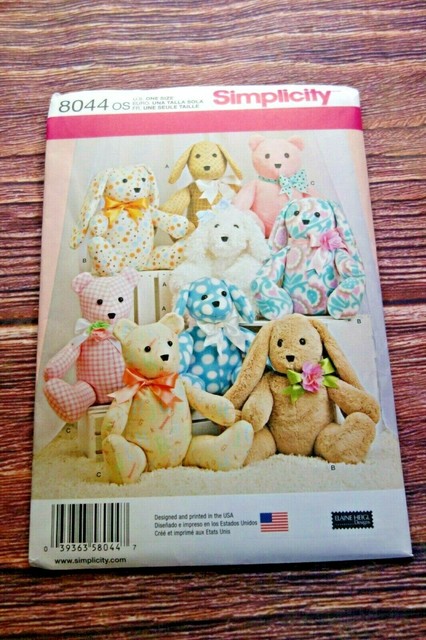 Simplicity 8044 Stuffed Animals One Size Uncut Pattern for sale online ...