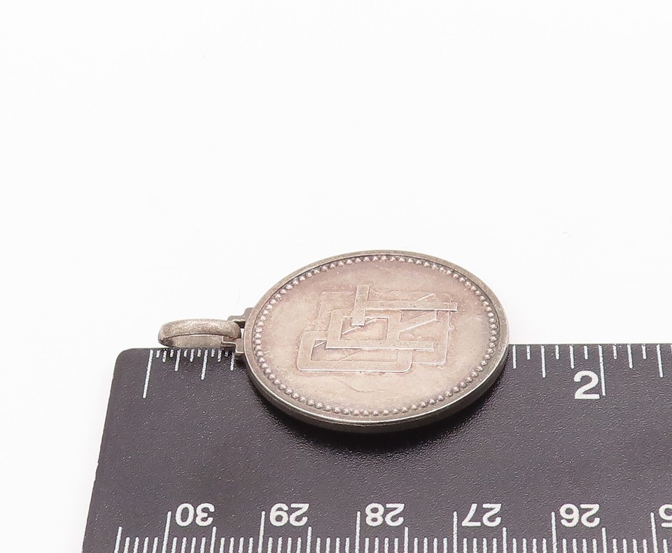 925 Sterling Silver Vintage Pendant Solid Antique 1973 CRT Etched Coin ...