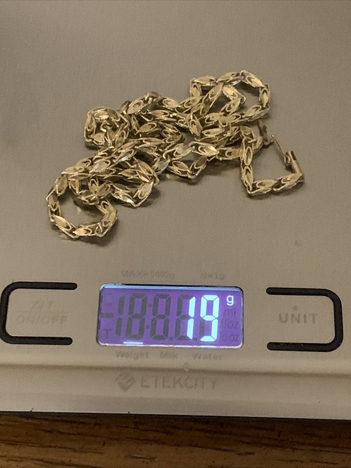 10k Yellow Gold 18" Diamond Cut Turkish Rope Link Chain Necklace 19 ...