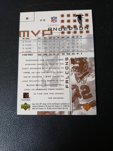 Jamal Anderson 2002 Upper Deck MVP Card #8 NFL Atlanta Falcons | eBay