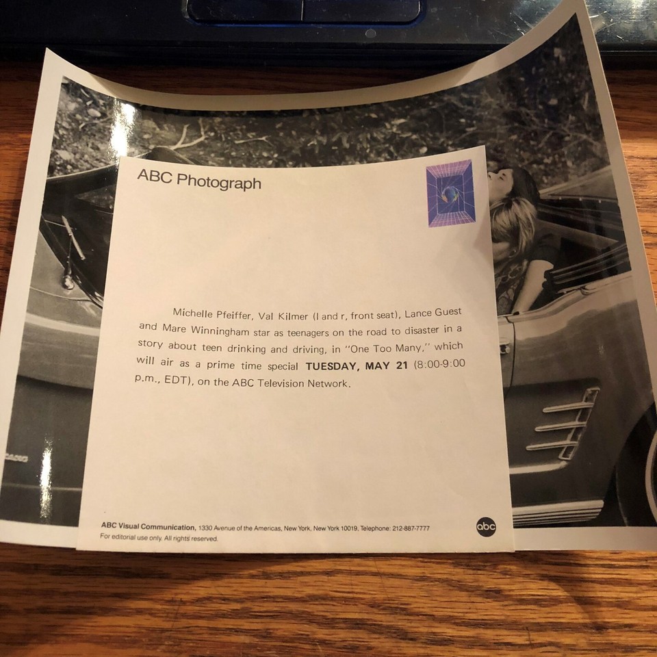 1985 ABC PRESS RELEASE PHOTO - MICHELLE PFEIFFER & VAL KILMER IN "ONE ...