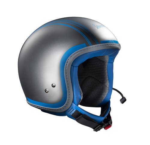 Original Jet Helmet Vespa Elettrica Bluetooth Tech Silver/Blue | eBay