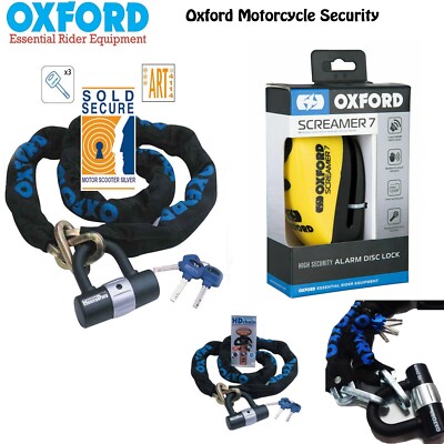 Oxford HD Motorcycle Chain Lock 1.0m + Screamer7 Alarm Disc Lock ...