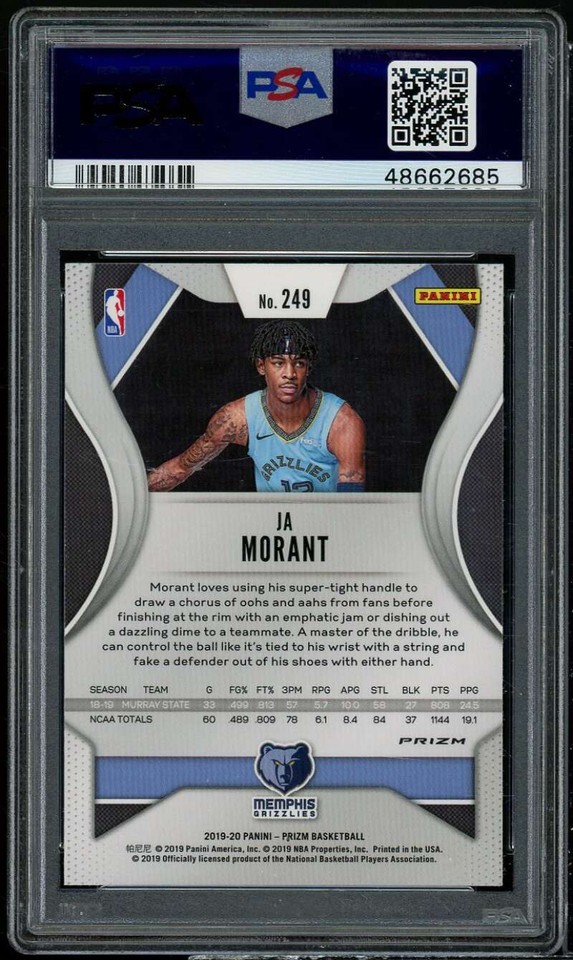 Ja Morant Rookie Card 2019-20 Panini Prizm Prizms Green #249 PSA 9 | eBay