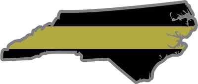 4" North Carolina NC State Thin GOLD Line Dispatcher Dispatch 911 Decal ...