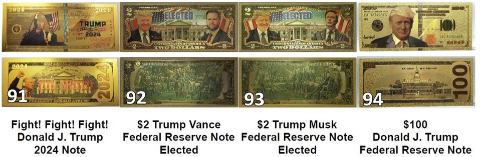 24K Gold-Plated Foil Note Currency Bill Paper Money Novelty Famous Cash ...