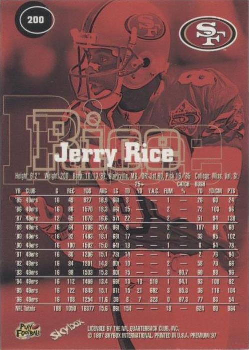 1997 Skybox Premium Jerry Rice #200 for sale | eBay