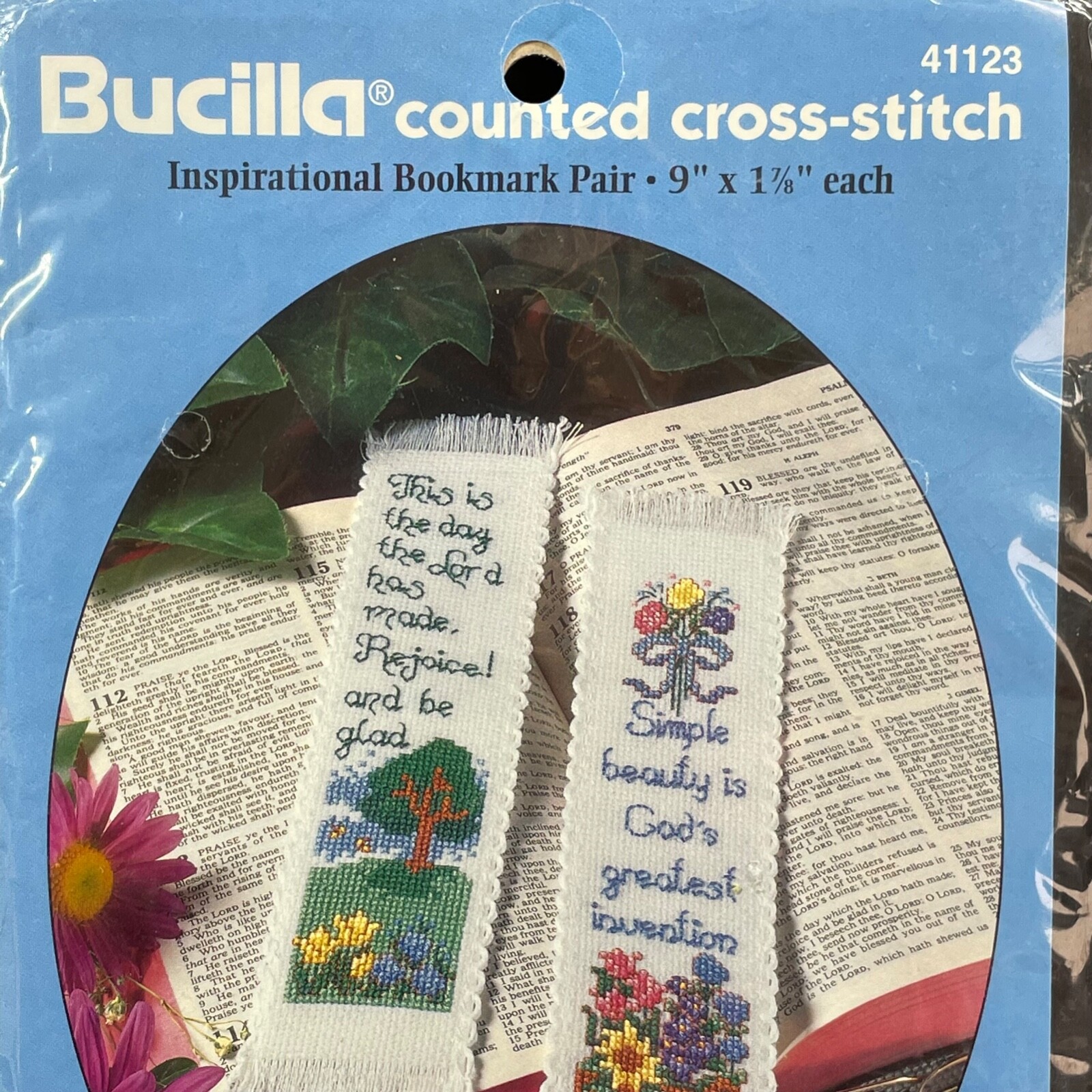 Vintage Bucilla Cross Stitch Kit # 41123 Inspirational Bookmark Pair ...