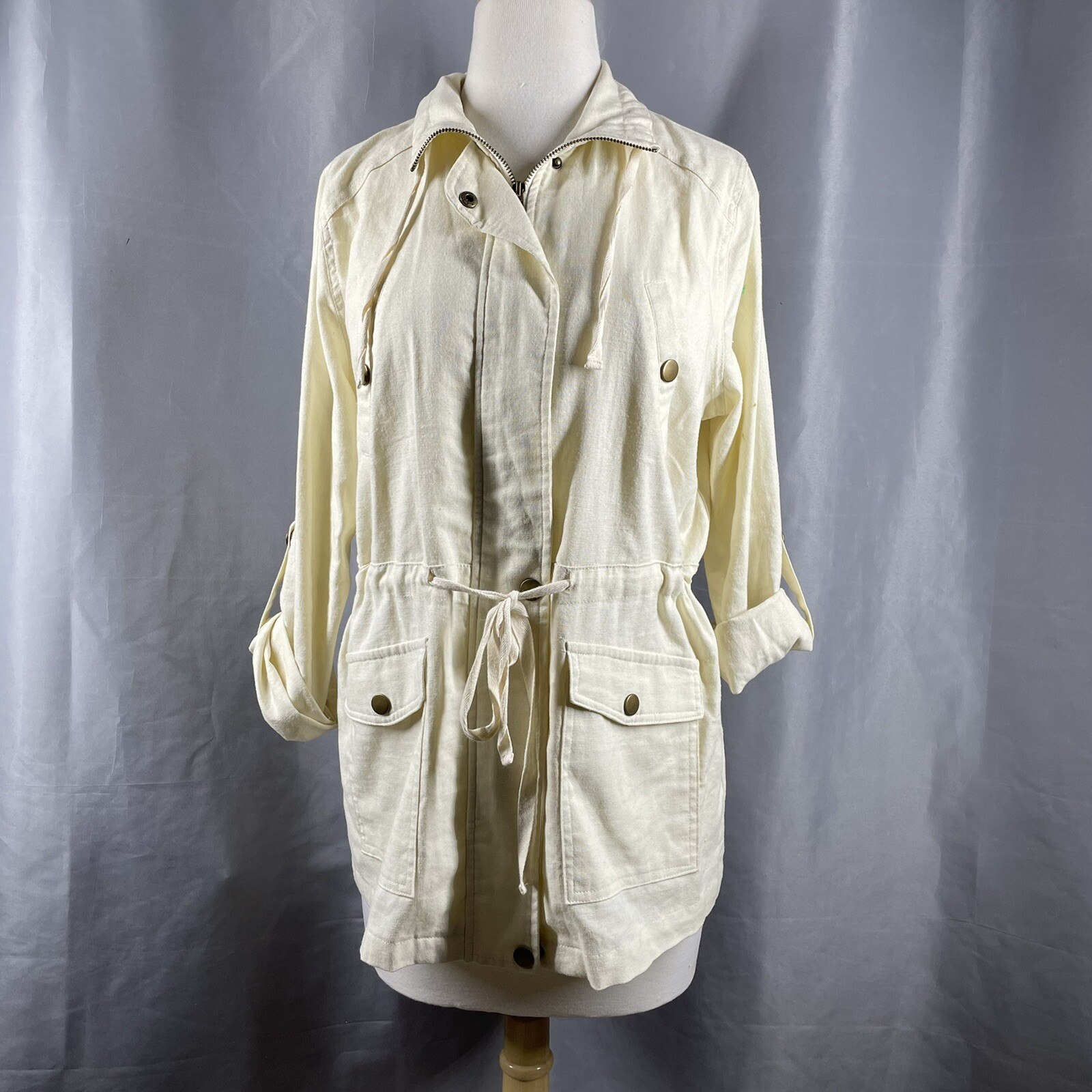 Polagram Ivory Utility Jacket With Lace Applique Back… - Gem