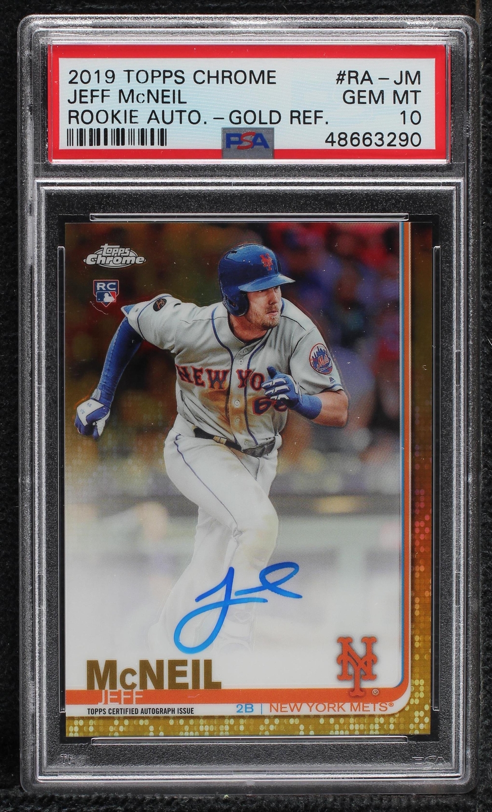 2019 Topps Chrome - Rookie Autographs Gold Refractor #RA-JM Jeff McNeil ...