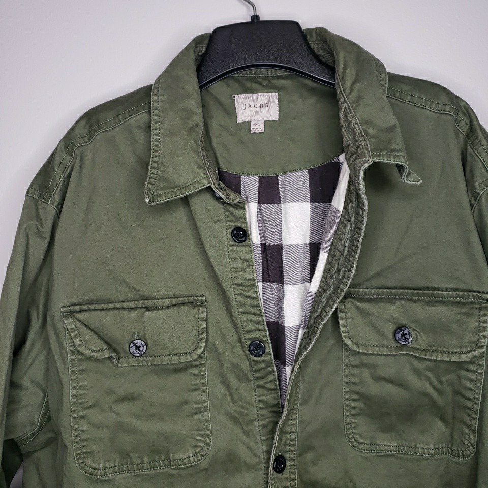 Jachs Field Jacket Olive Military Flannel Lined Coat Shacket Anchor ...