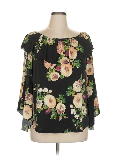 Unique Spectrum Women Black 3/4 Sleeve Blouse 1X Plus | eBay